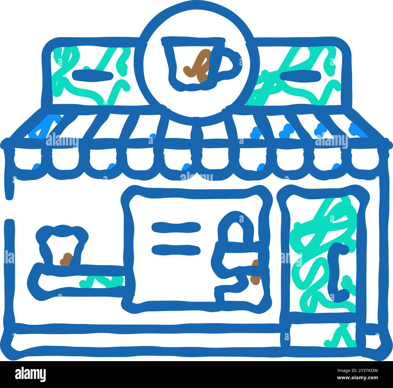 espresso bar street cafe icon doodle illustration Stock Vector Image ...