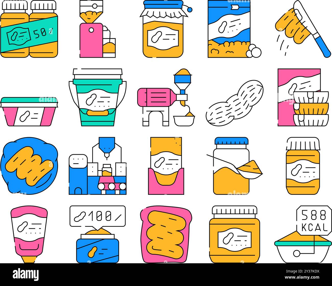 Peanut Butter Food Collection Icons Set Vector Stock Vector Image & Art ...