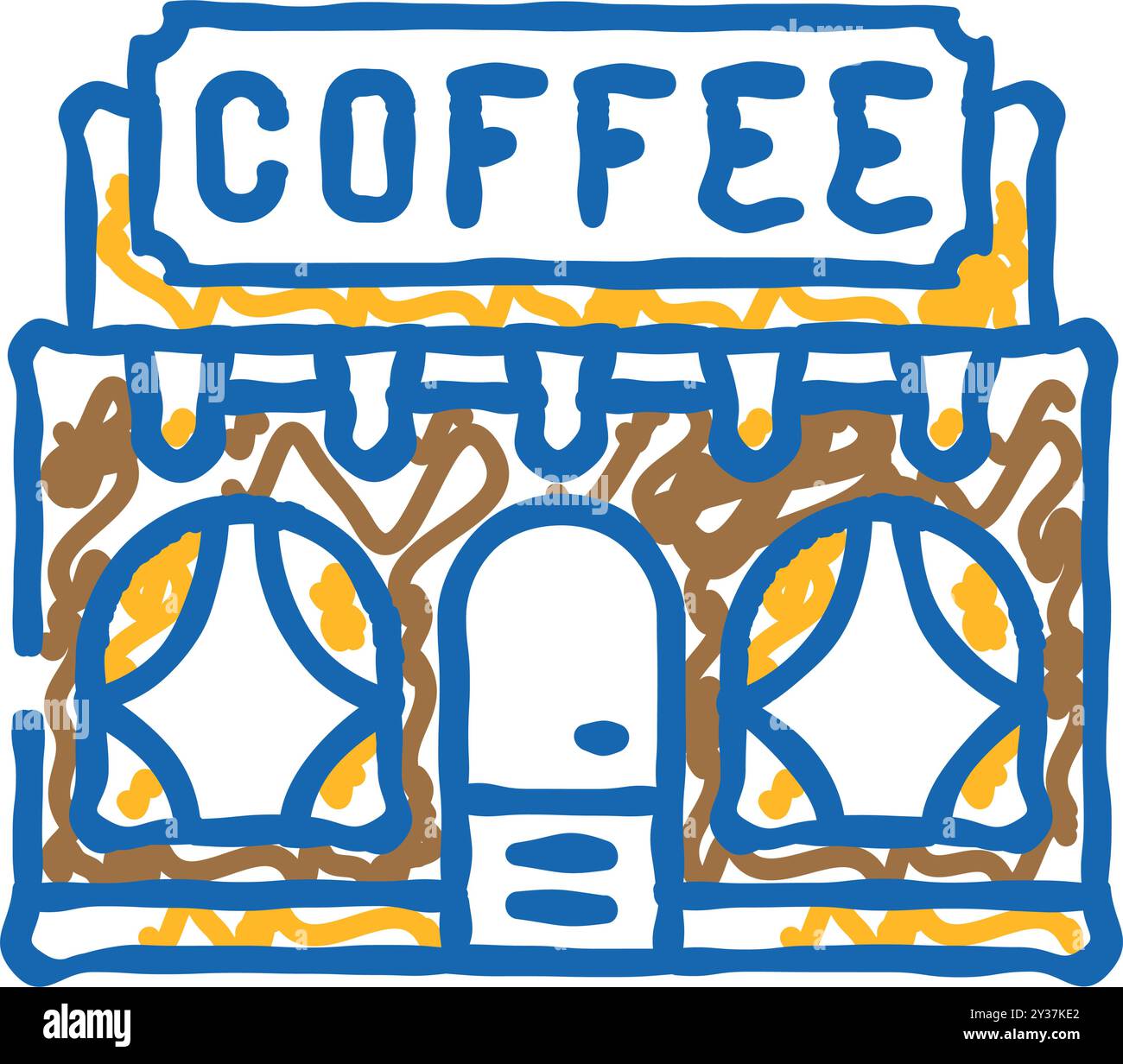 coffeehouse street cafe icon doodle illustration Stock Vector Image ...
