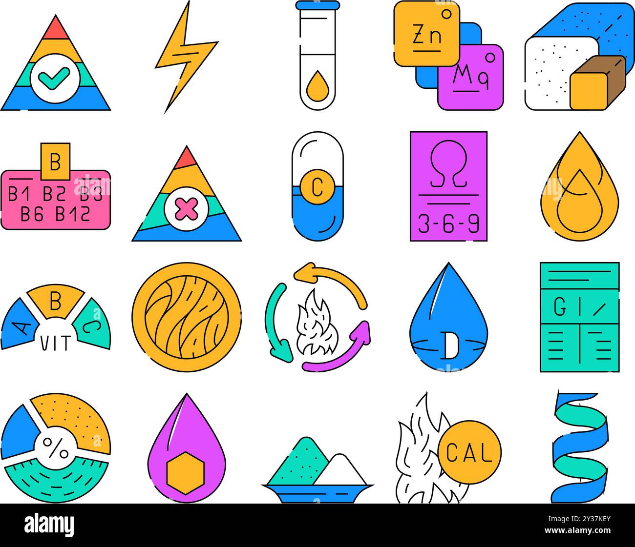 Nutrition Facts Diet Collection Icons Set Vector Stock Vector Image ...