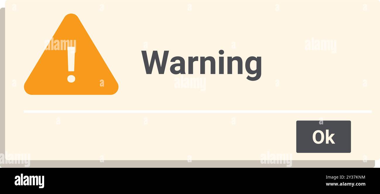 Warning popup window is displaying an important message Stock Vector ...