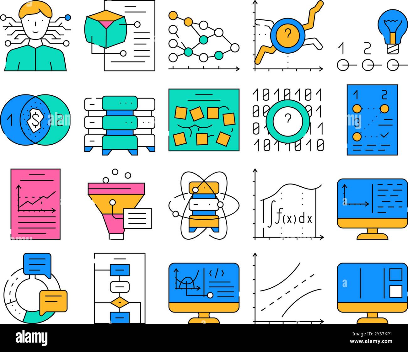 Data Science Innovate Technology Icons Set Vector Stock Vector Image ...