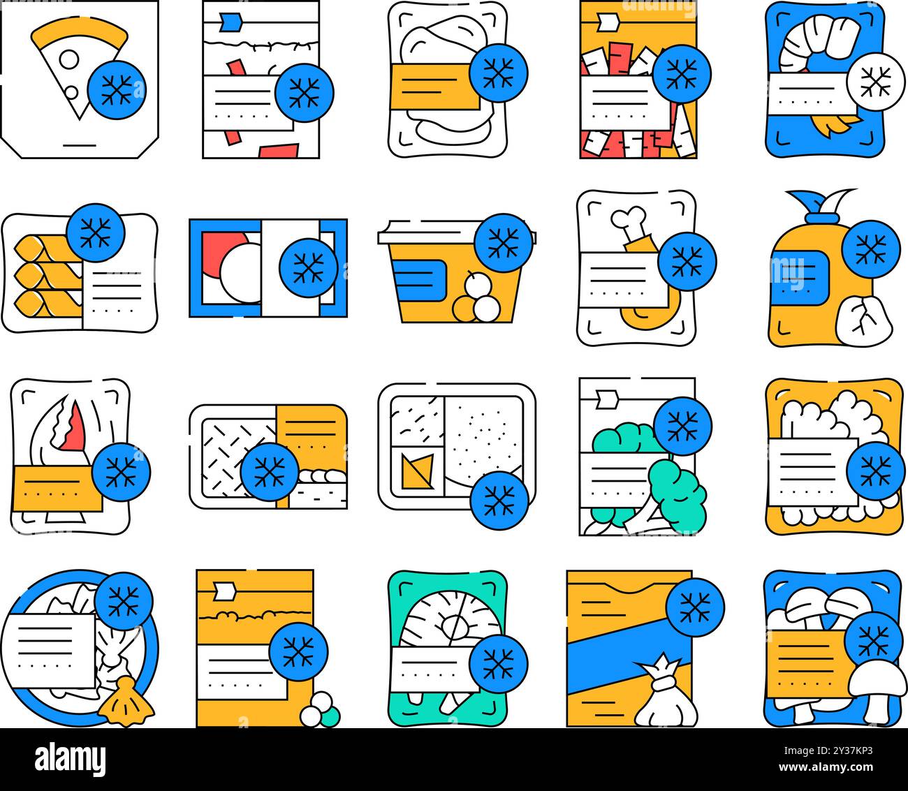 Frozen Food Storage Packaging Icons Set Vector Stock Vector Image & Art ...