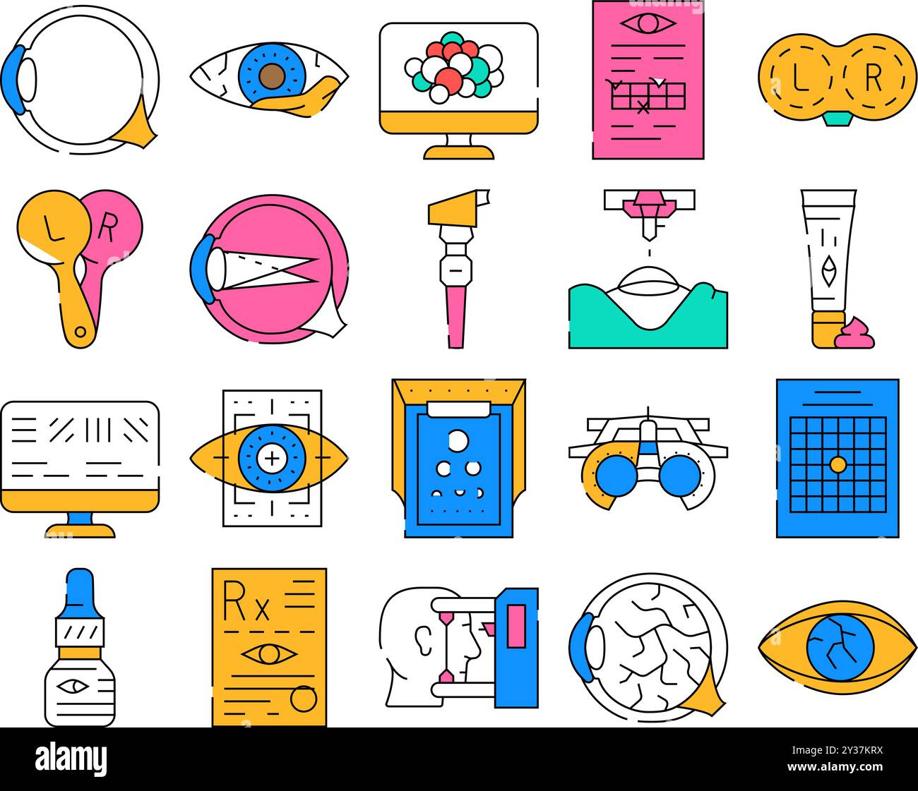 Ophthalmology Eye Disease Treat Icons Set Vector Stock Vector Image ...