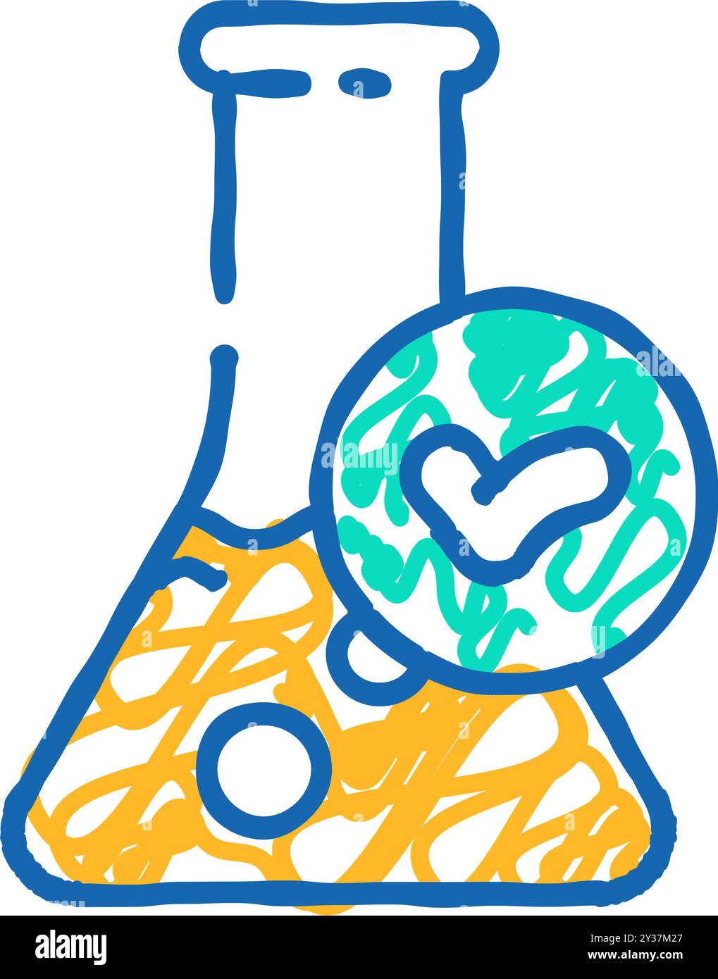 lab verified label product caution icon doodle illustration Stock ...