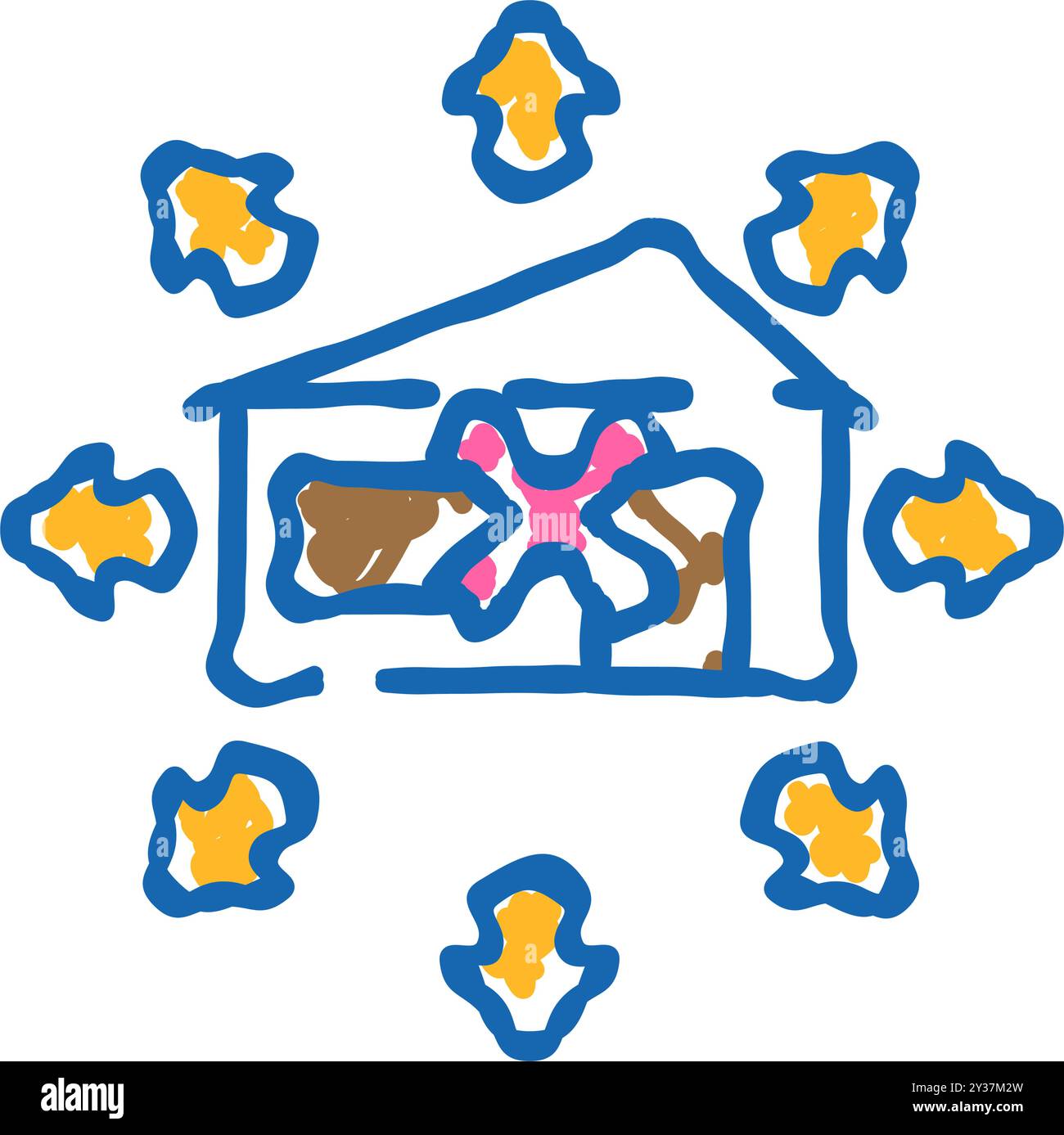 outdoor use only label product caution icon doodle illustration Stock ...