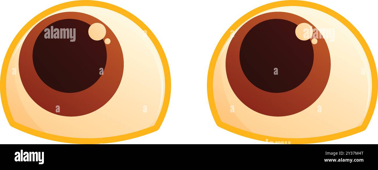 Two cartoon eyes staring with wide open pupils, a funny illustration ...