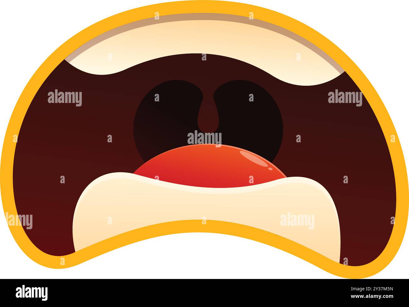 Yellow cartoon mouth shouting with a wide open mouth, a funny element ...