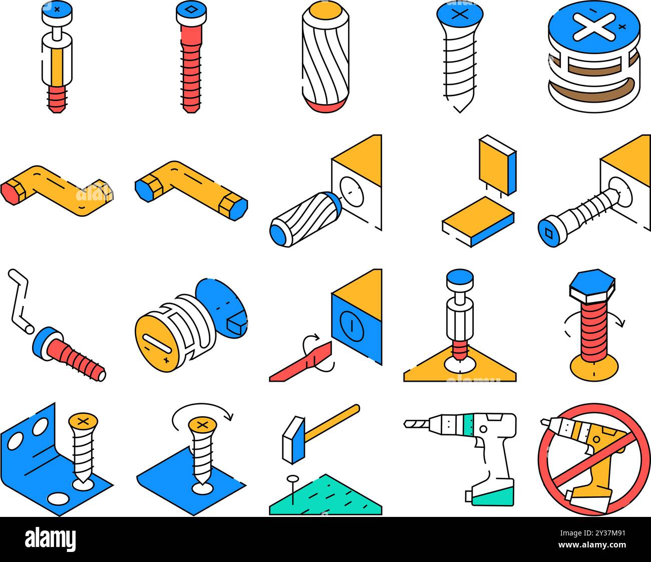 Assembly Instruction Furniture Icons Set Vector Stock Vector Image