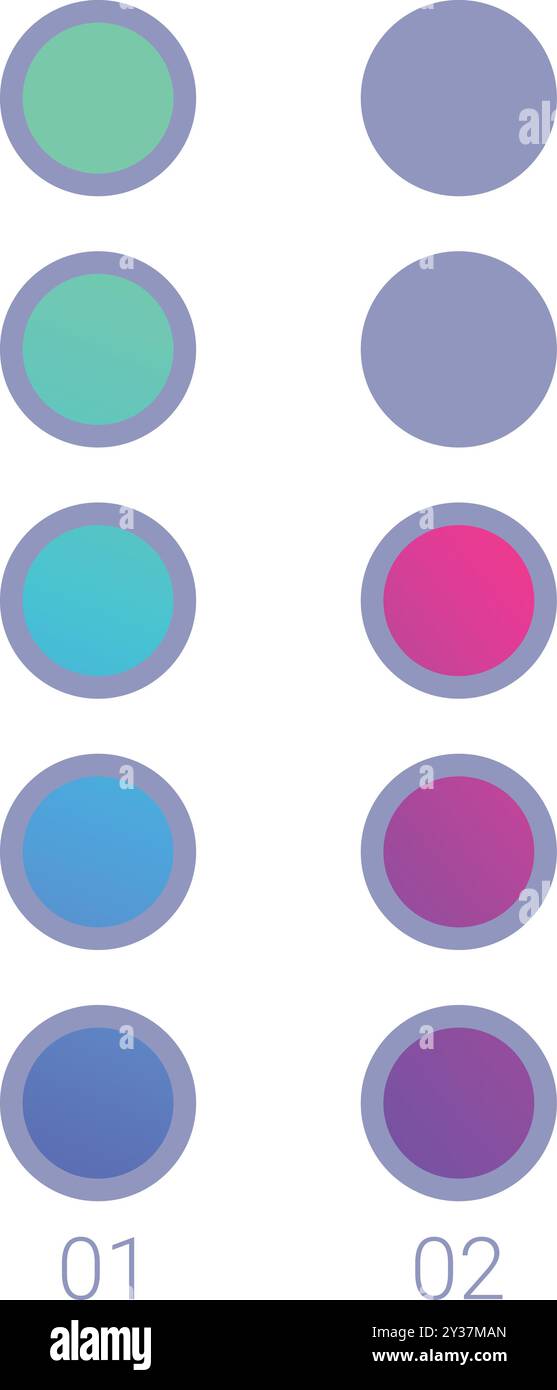 Two different color palettes are showing a gradient of blue and green ...