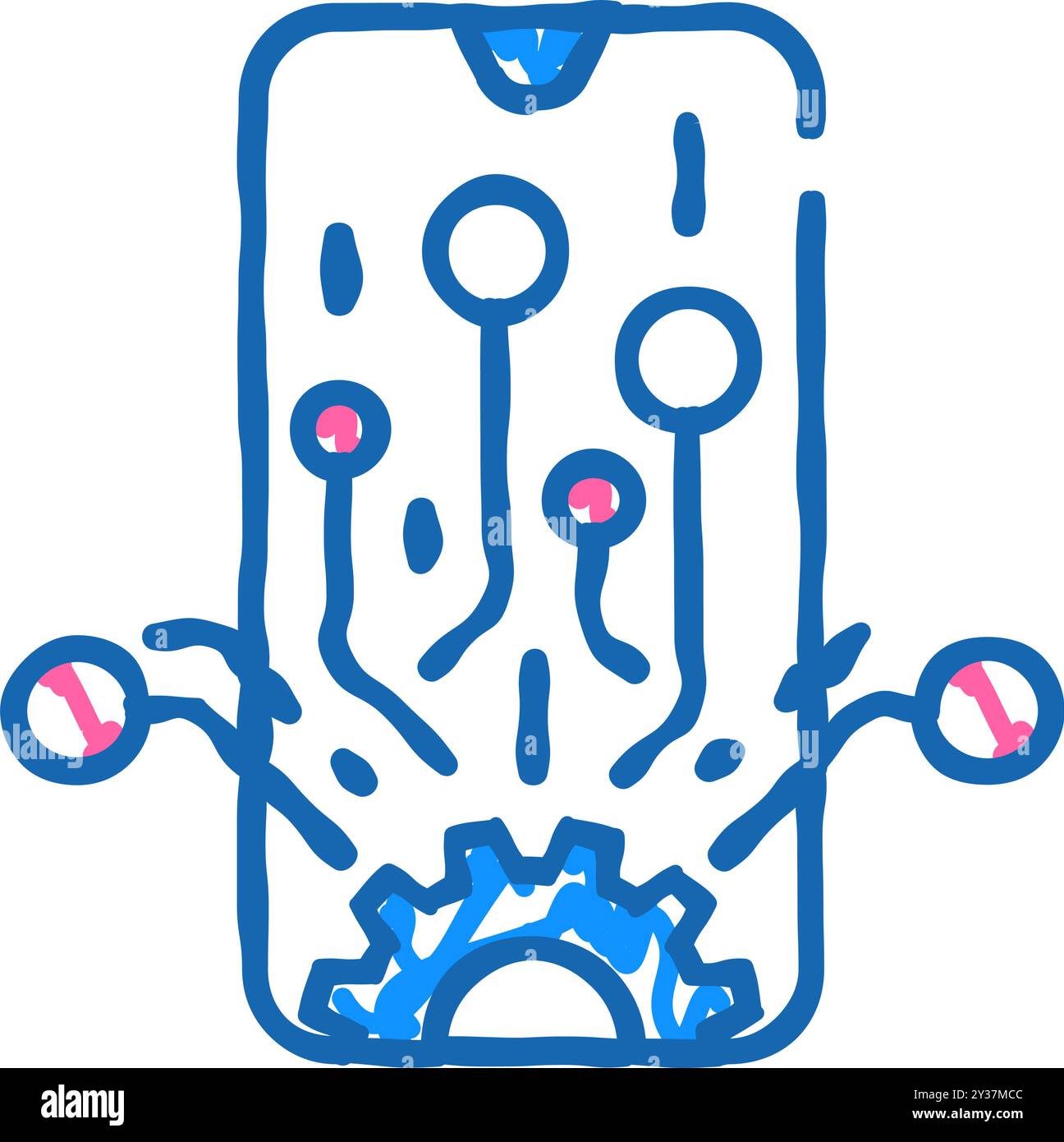 mobile technology business process icon doodle illustration Stock ...