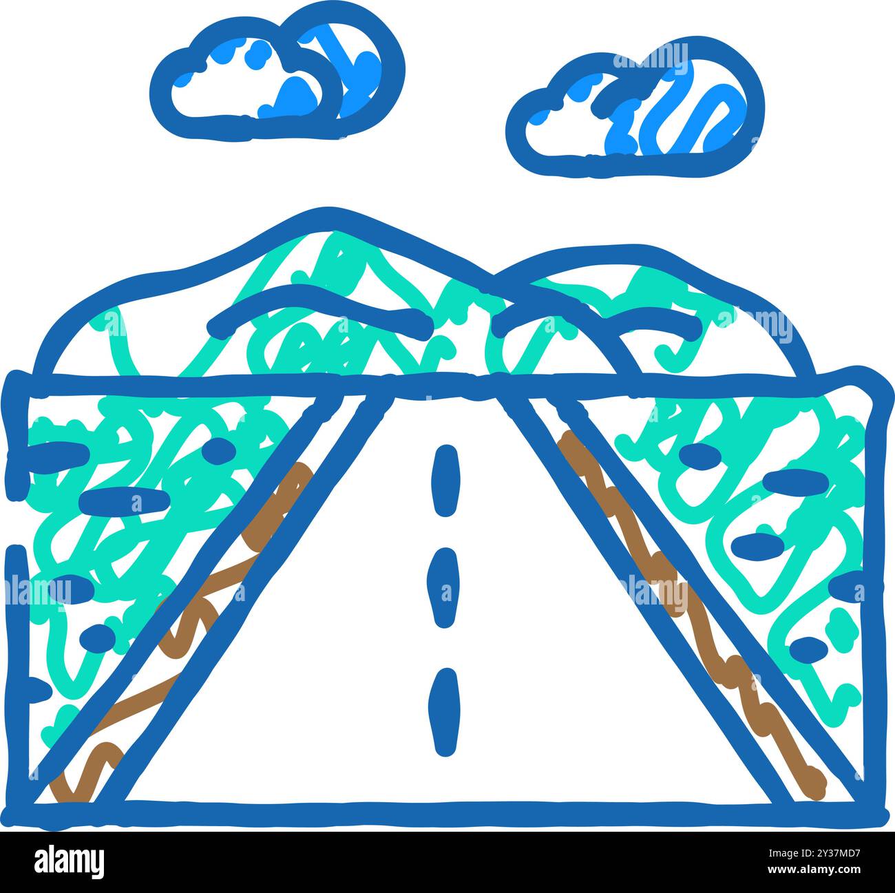 road leading forward progress icon doodle illustration Stock Vector ...