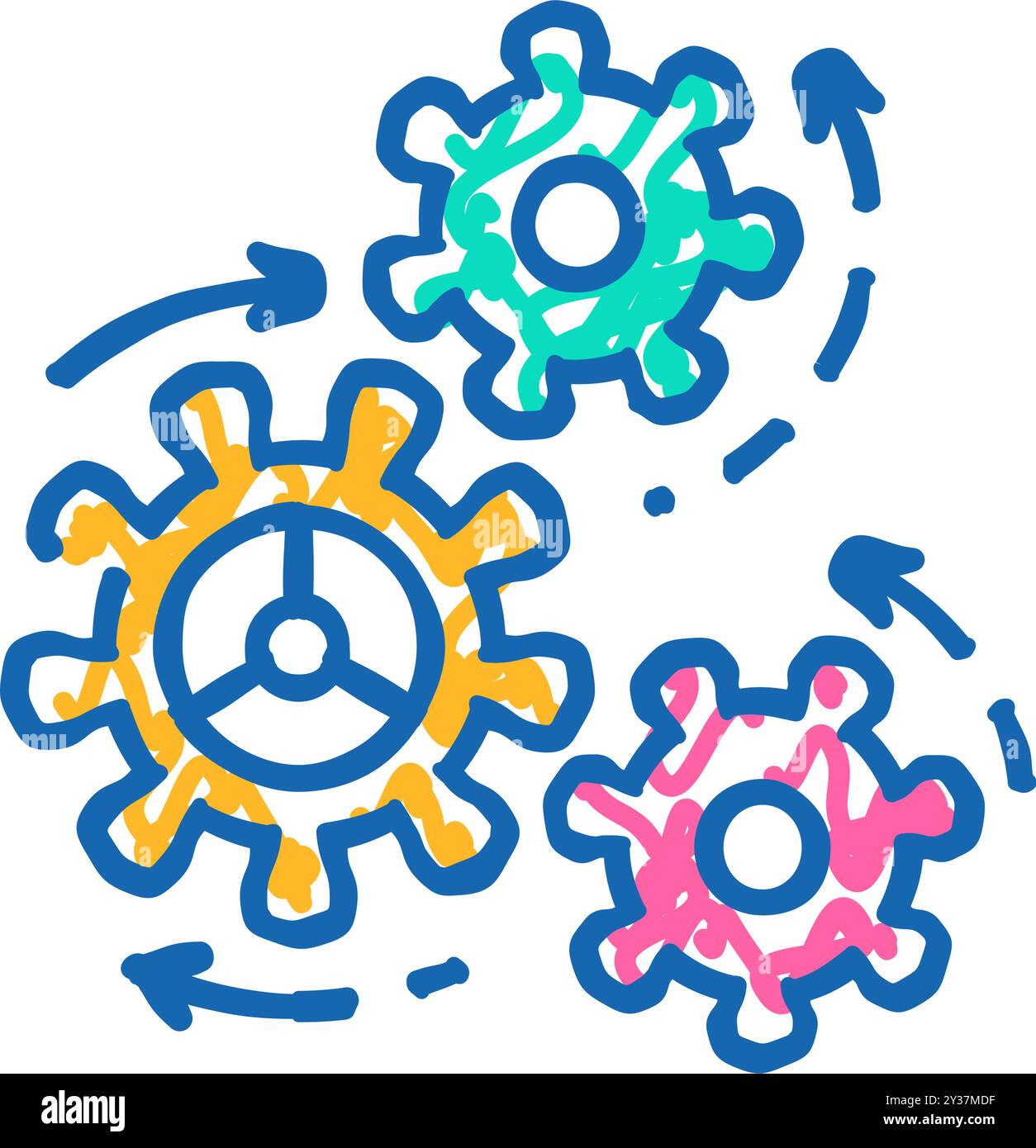 moving gears progress icon doodle illustration Stock Vector Image & Art ...