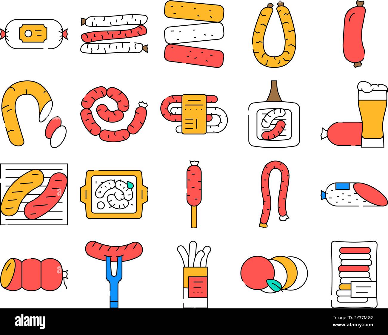 sausage meat pork icons set vector Stock Vector Image & Art - Alamy