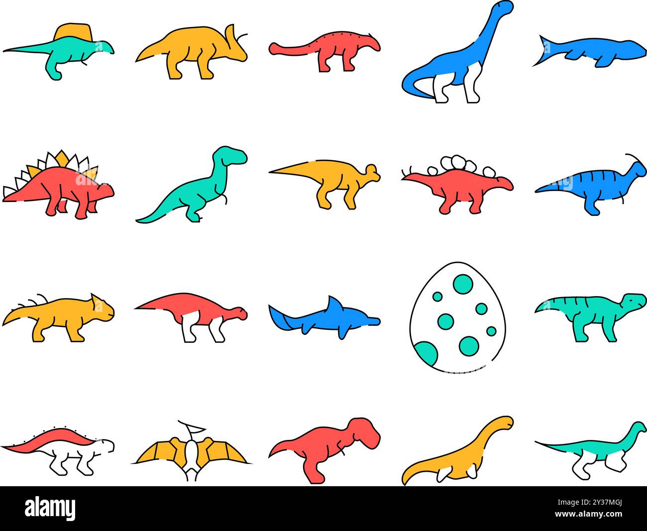 Dinosaur Wild Animal Collection Icons Set Vector Stock Vector Image ...
