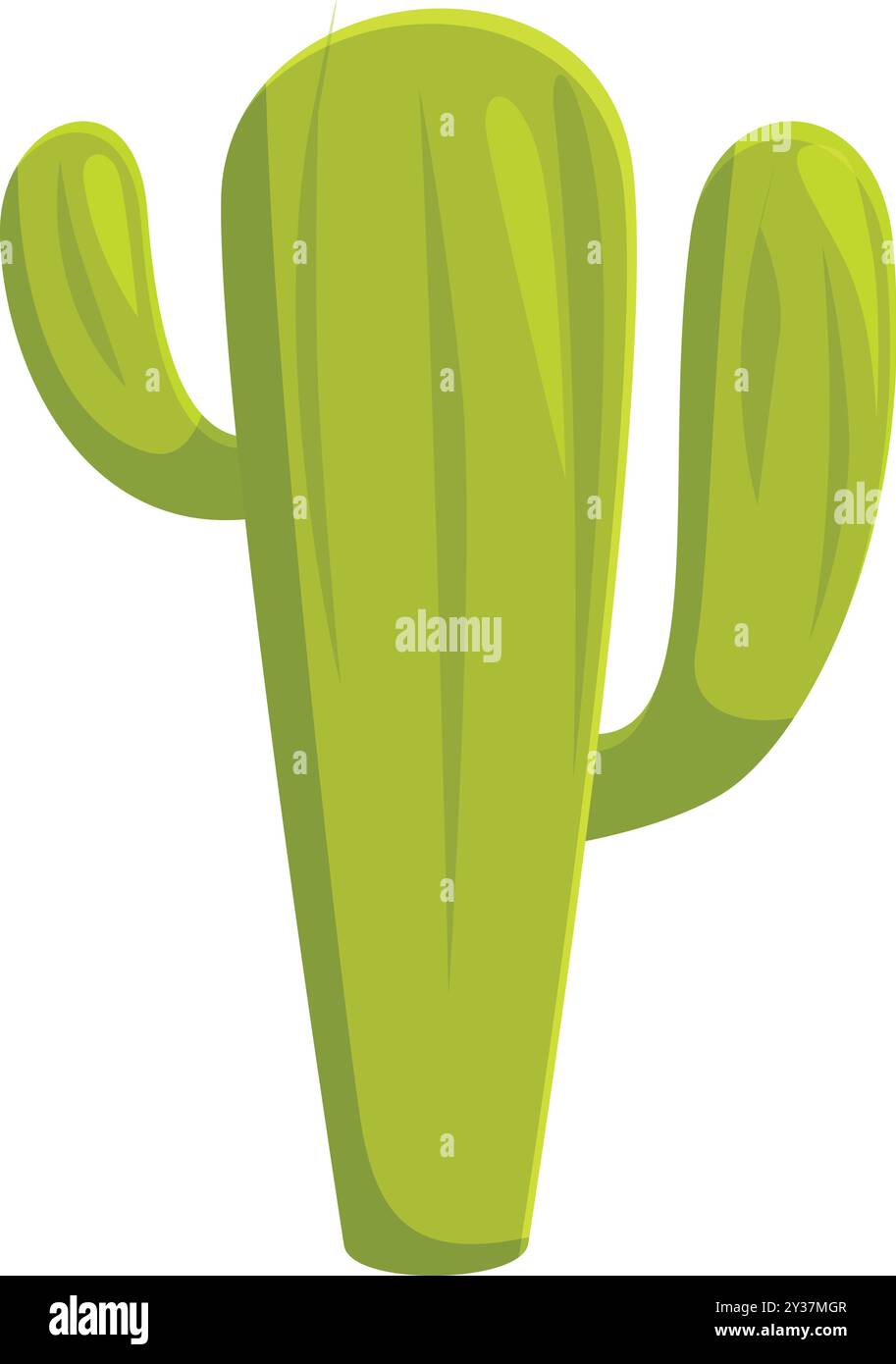 Cartoon drawing of a tall green cactus with two arms, isolated on a ...
