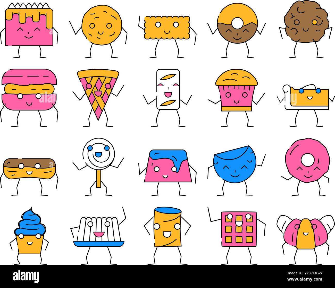 dessert character food cute icons set vector Stock Vector Image & Art ...