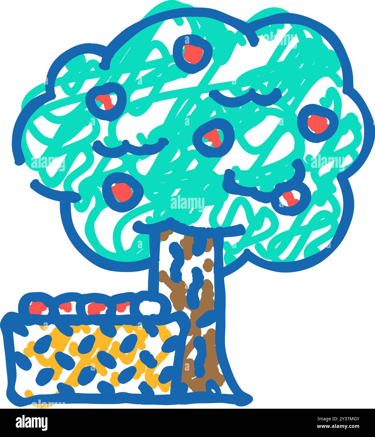 apple picking autumn icon doodle illustration Stock Vector Image & Art ...