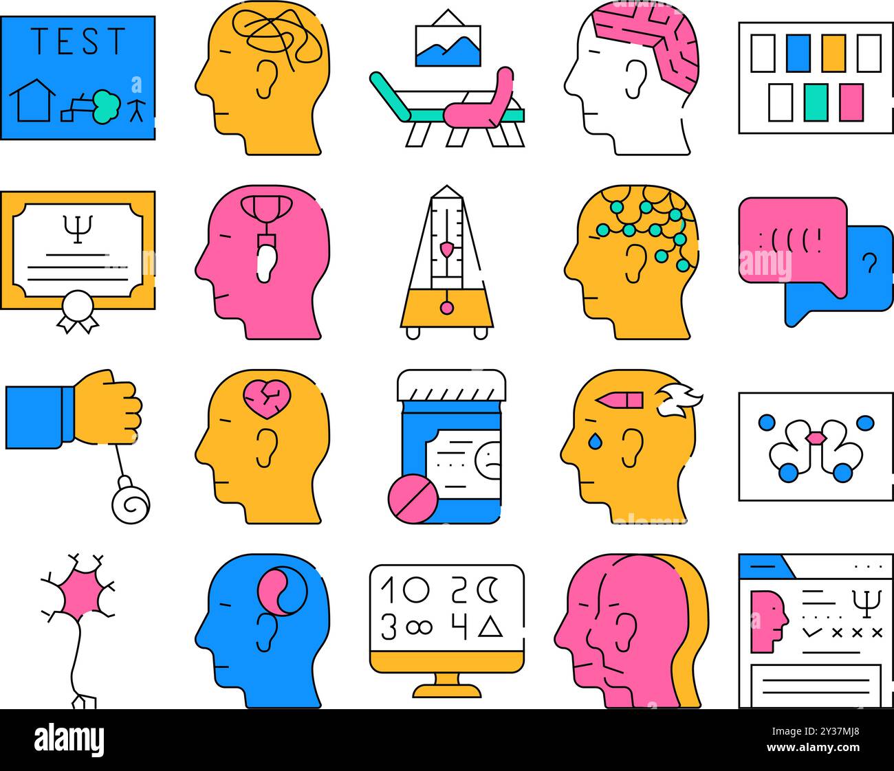 Psychologist Doctor Collection Icons Set Vector Illustrations Stock ...