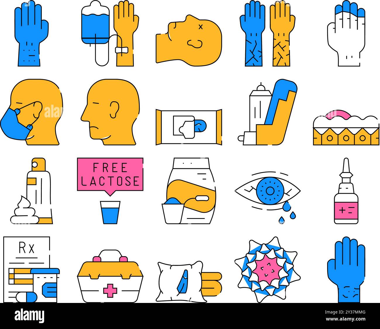 Allergy Health Problem Collection Icons Set Vector Stock Vector Image ...