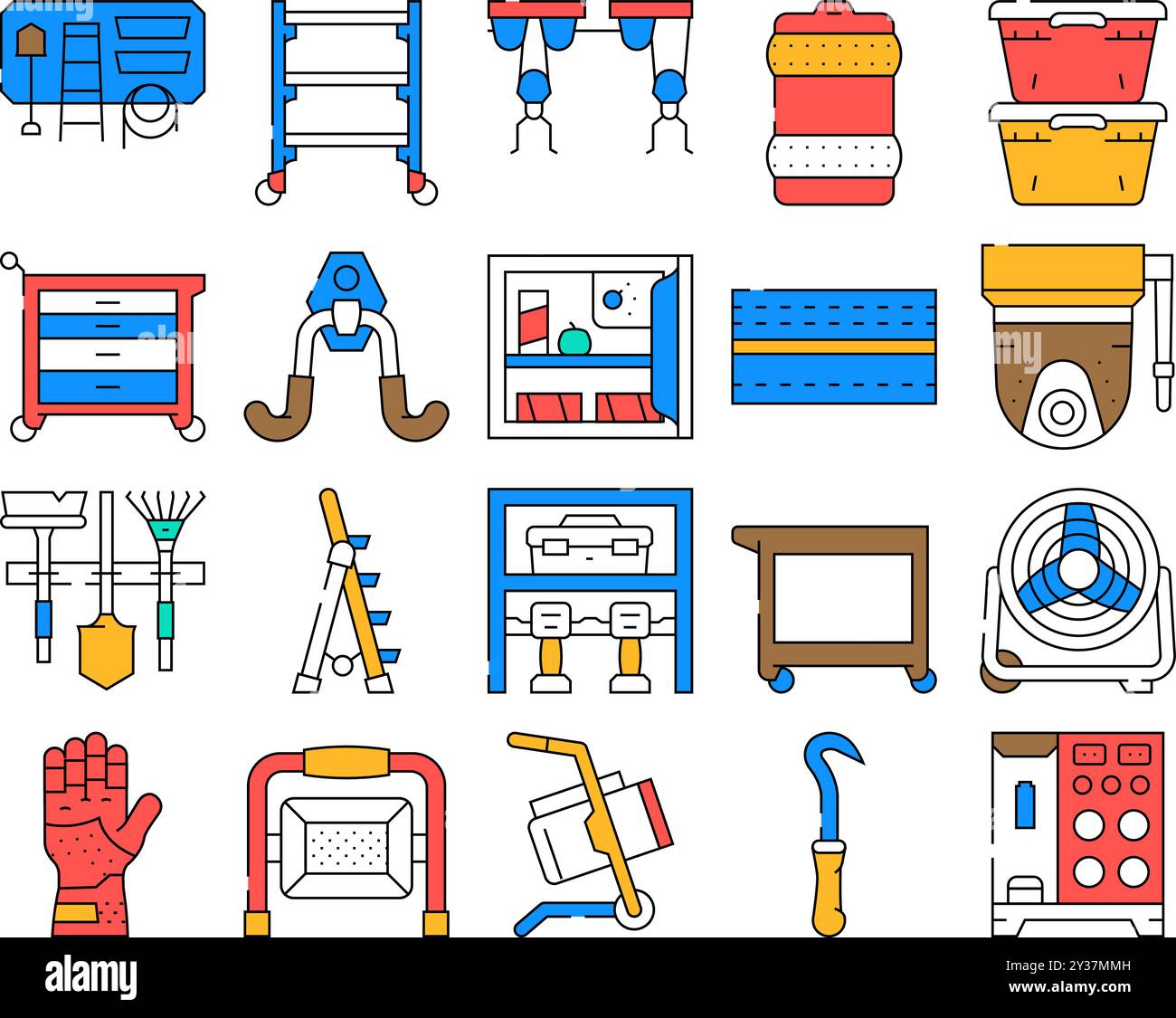 garage accessories tool service icons set vector Stock Vector Image ...