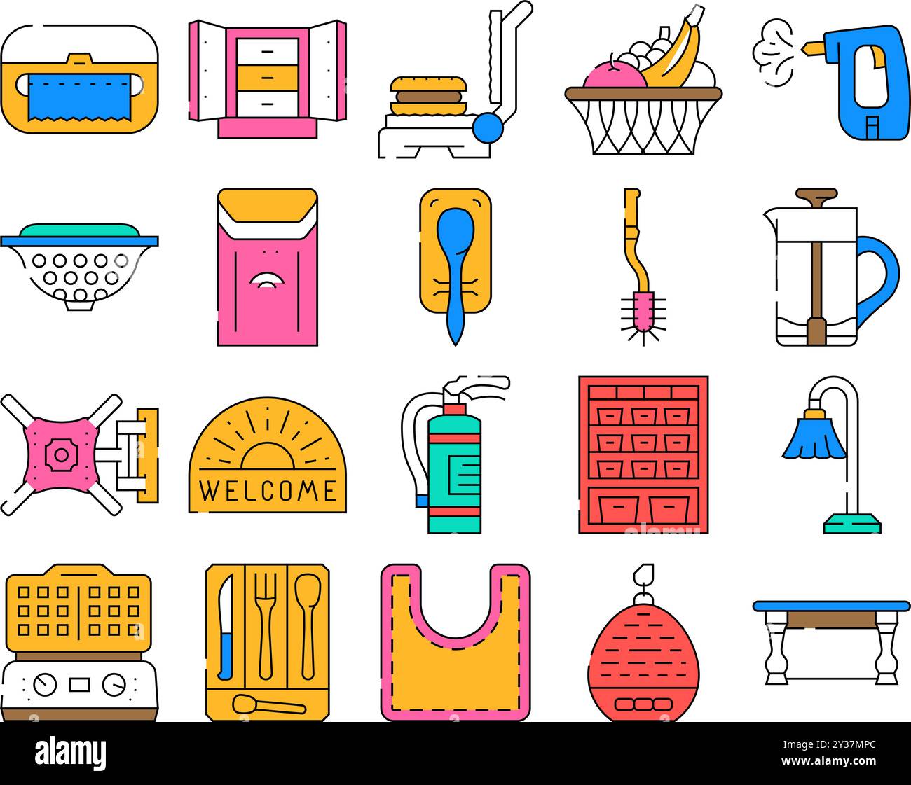 home interior house design icons set vector Stock Vector Image & Art ...