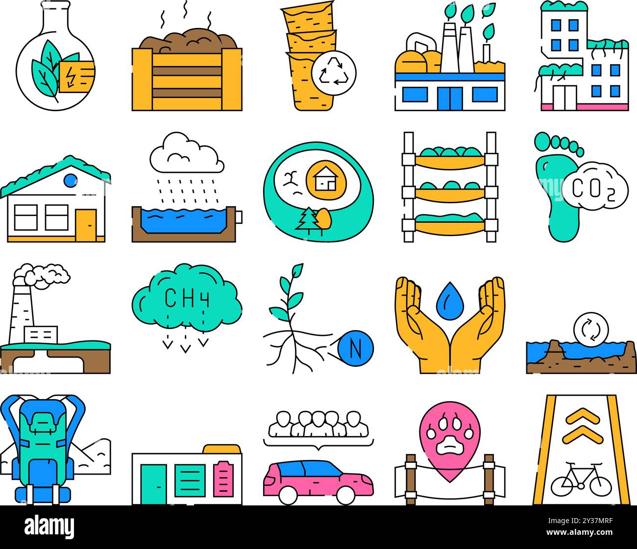 engineer environmental technology icons set vector Stock Vector Image ...