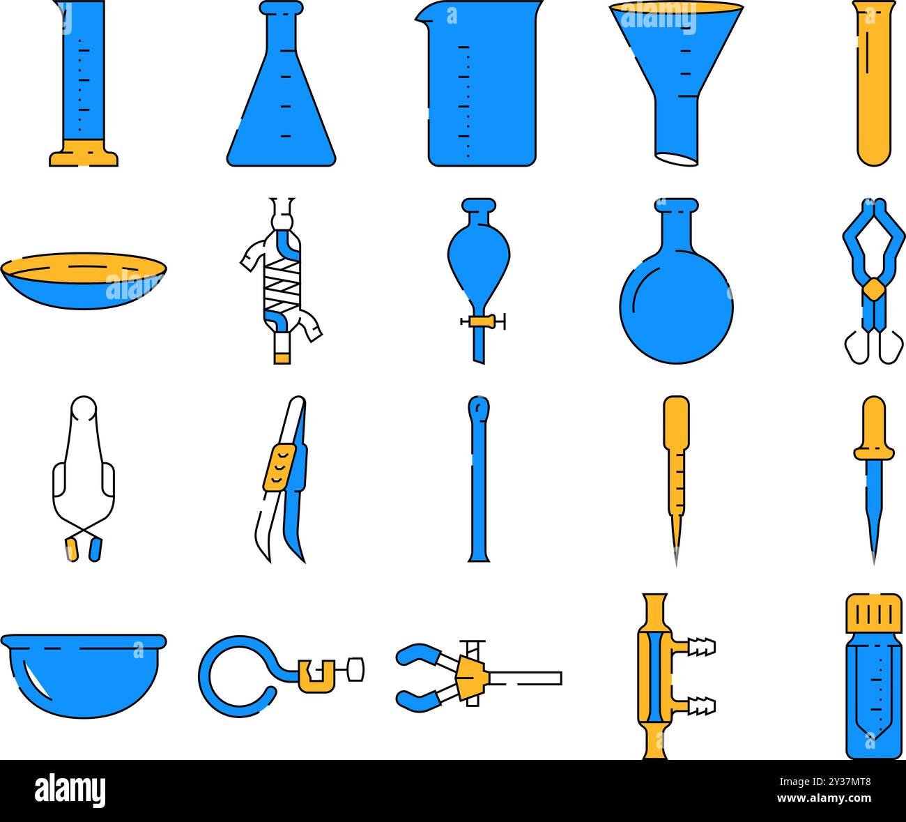 chemistry laboratory flask test icons set vector Stock Vector Image ...