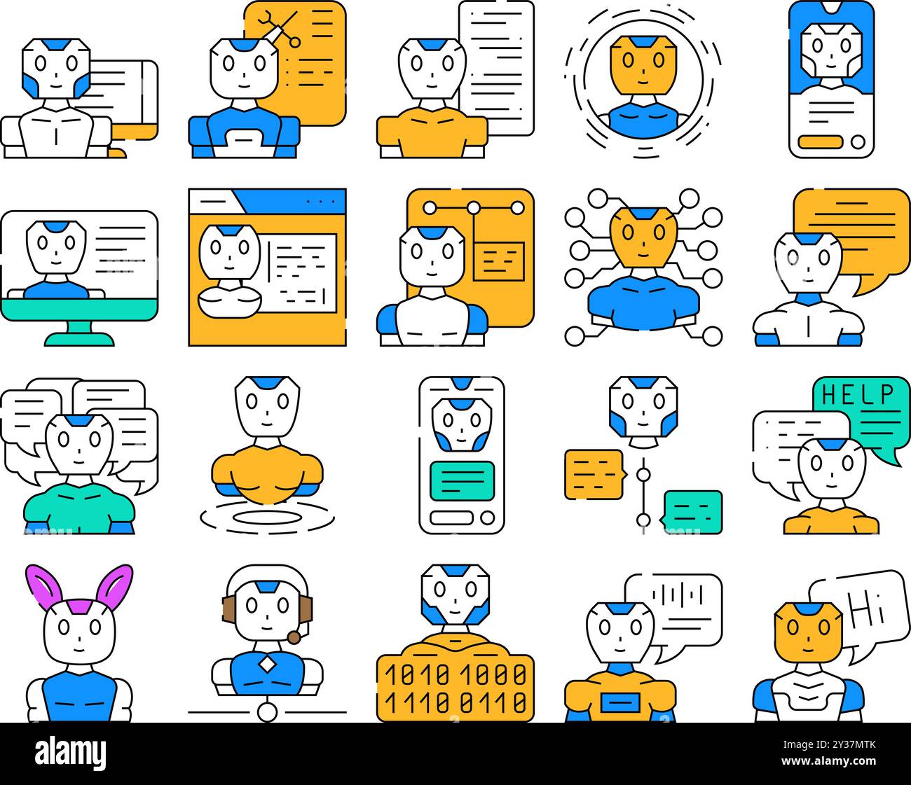chat bot robot service icons set vector Stock Vector Image & Art - Alamy