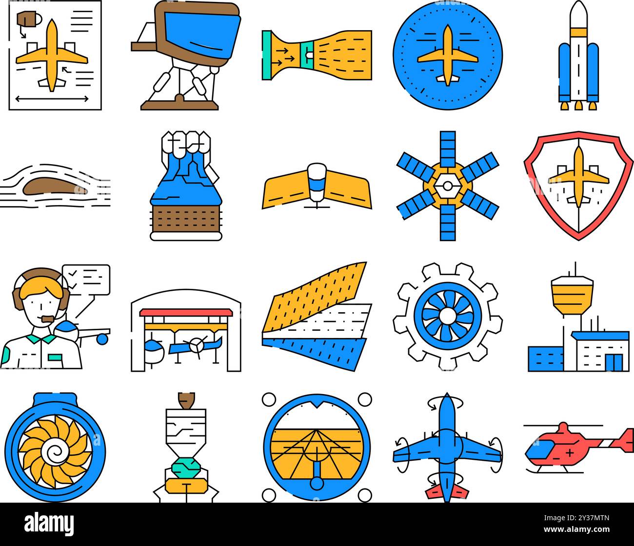 aeronautical engineer aviation icons set vector Stock Vector Image ...