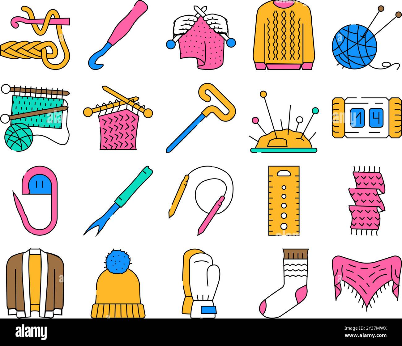 knitting wool textile knit icons set vector Stock Vector Image & Art ...