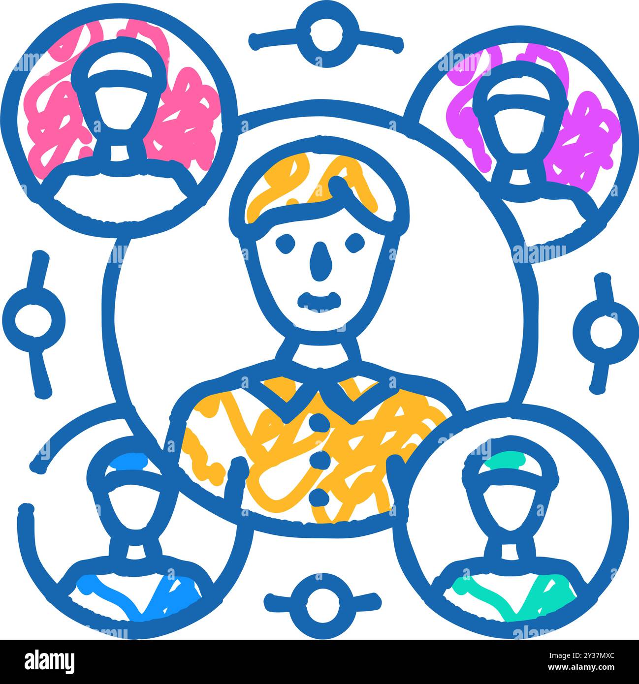 community engagement business process icon doodle illustration Stock ...