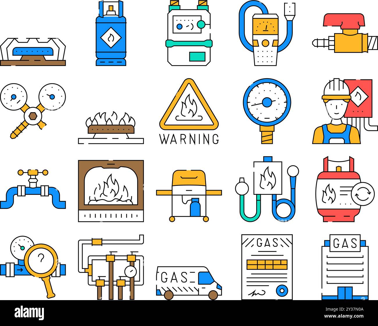 gas energy oil power pipeline icons set vector Stock Vector Image & Art ...