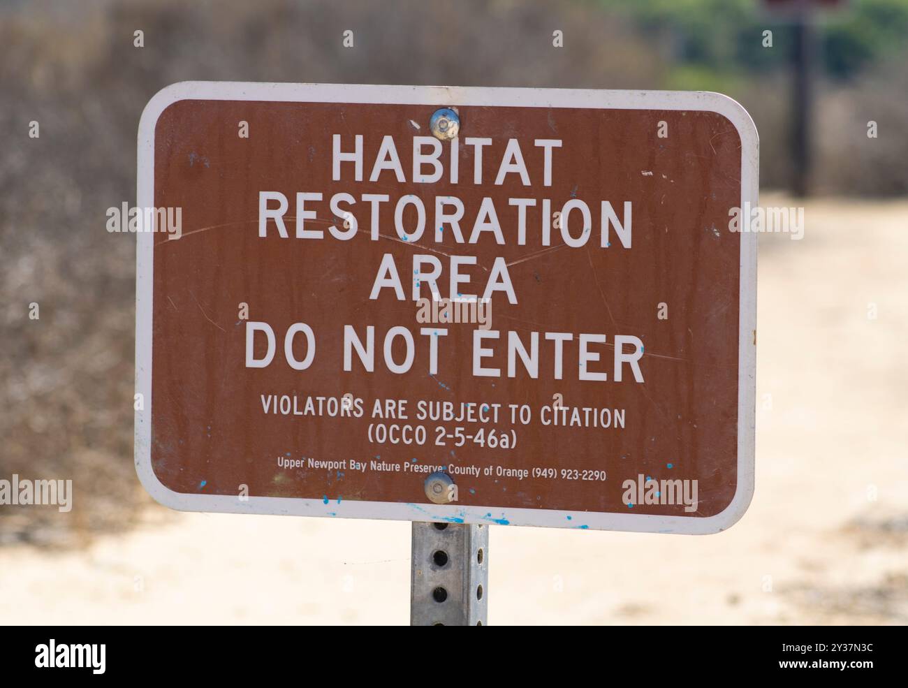 Habitat Restoration Area Do Not Enter sign Stock Photo - Alamy