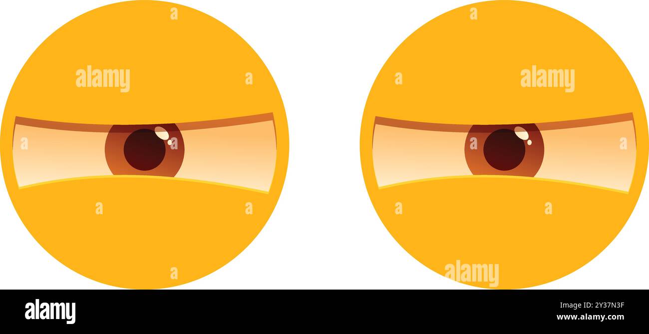 Two yellow cartoon eyes looking sideways with suspicion Stock Vector ...