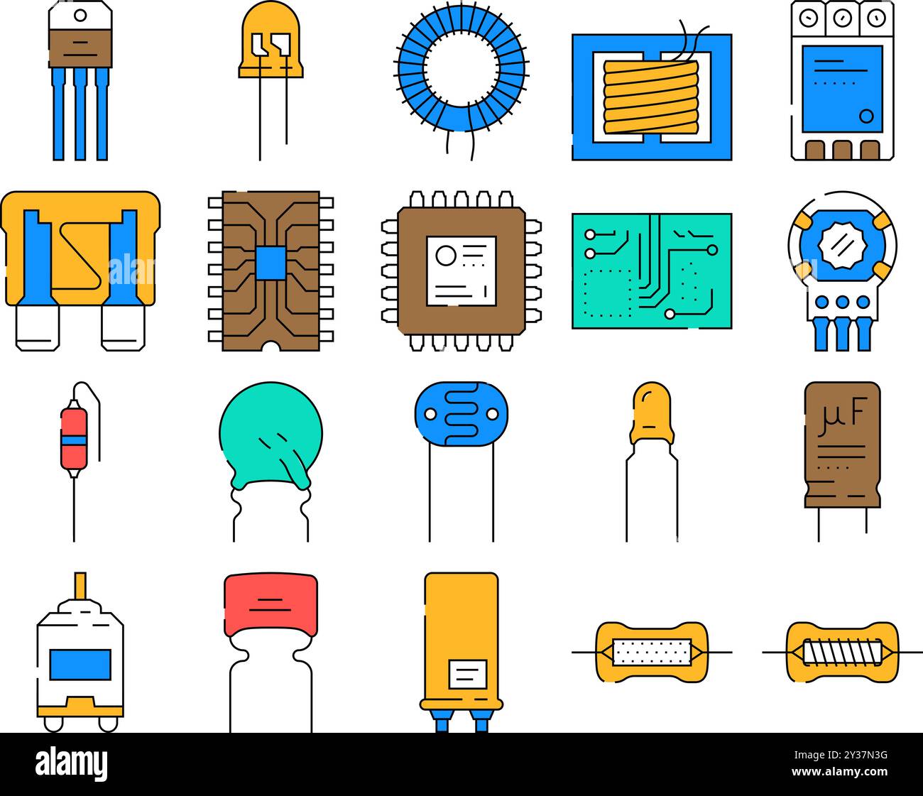 component electronic chip icons set vector Stock Vector Image & Art - Alamy