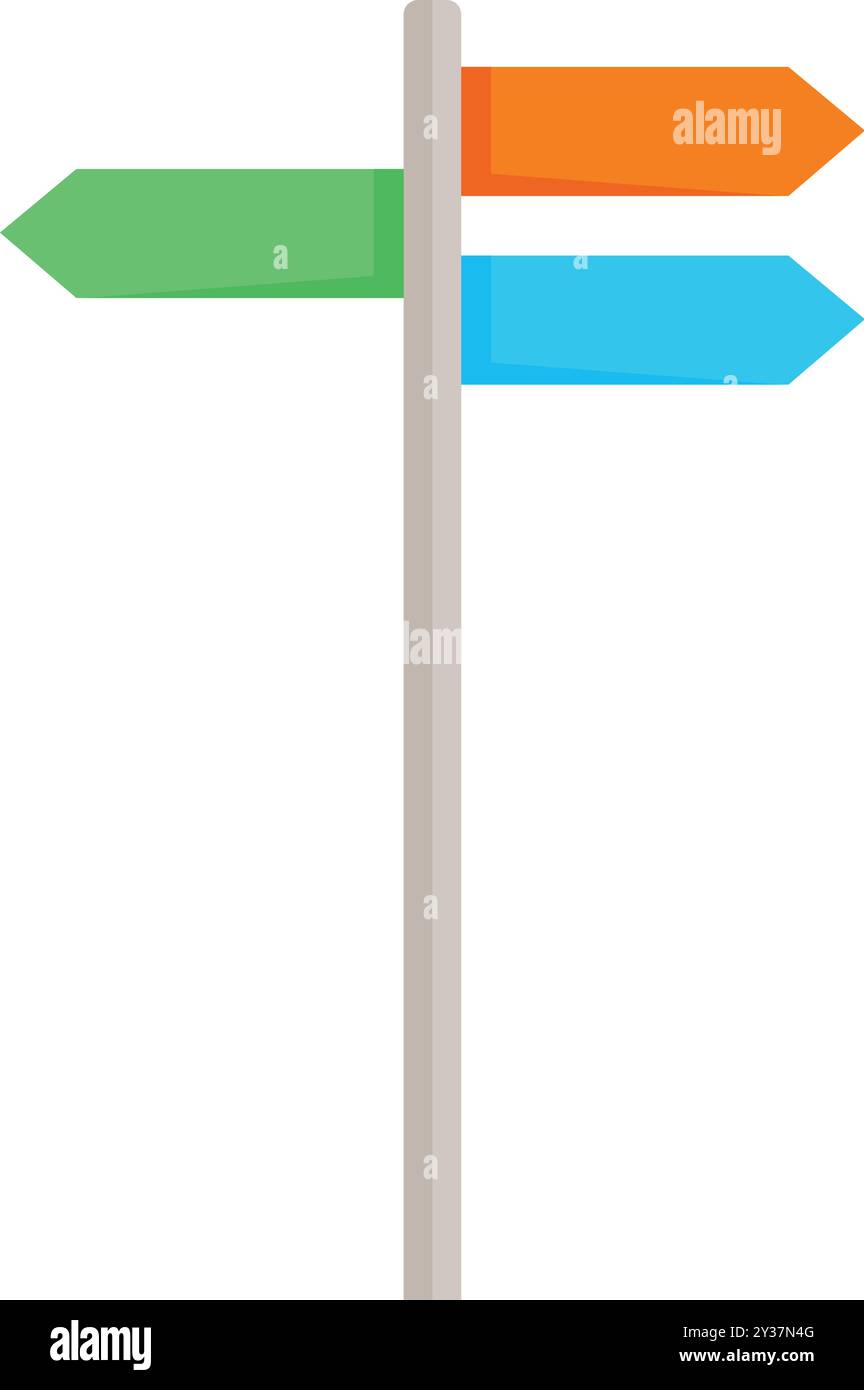 Three blank road signs are pointing in different directions on a white ...