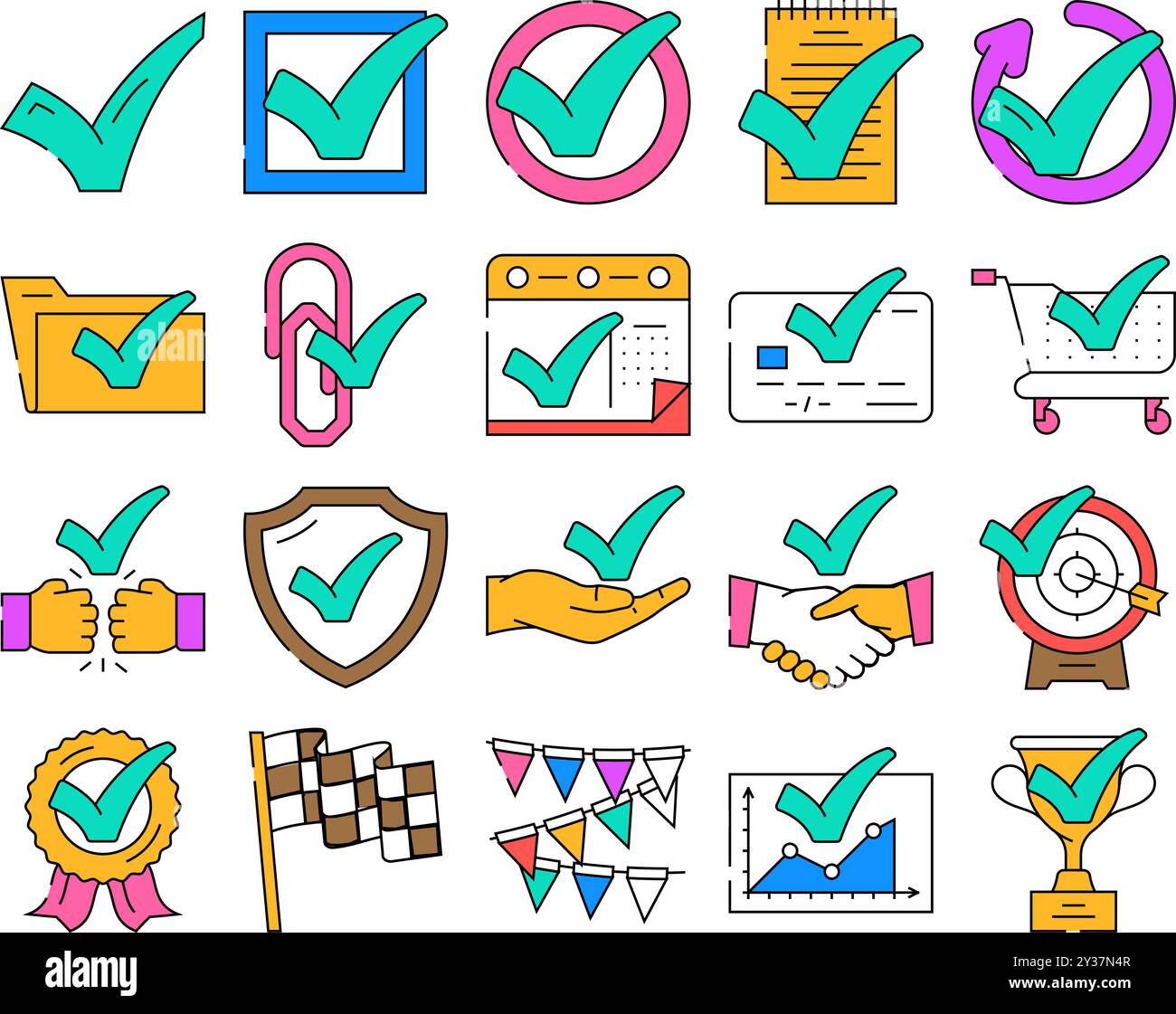 check mark yes correct icons set vector Stock Vector Image & Art - Alamy