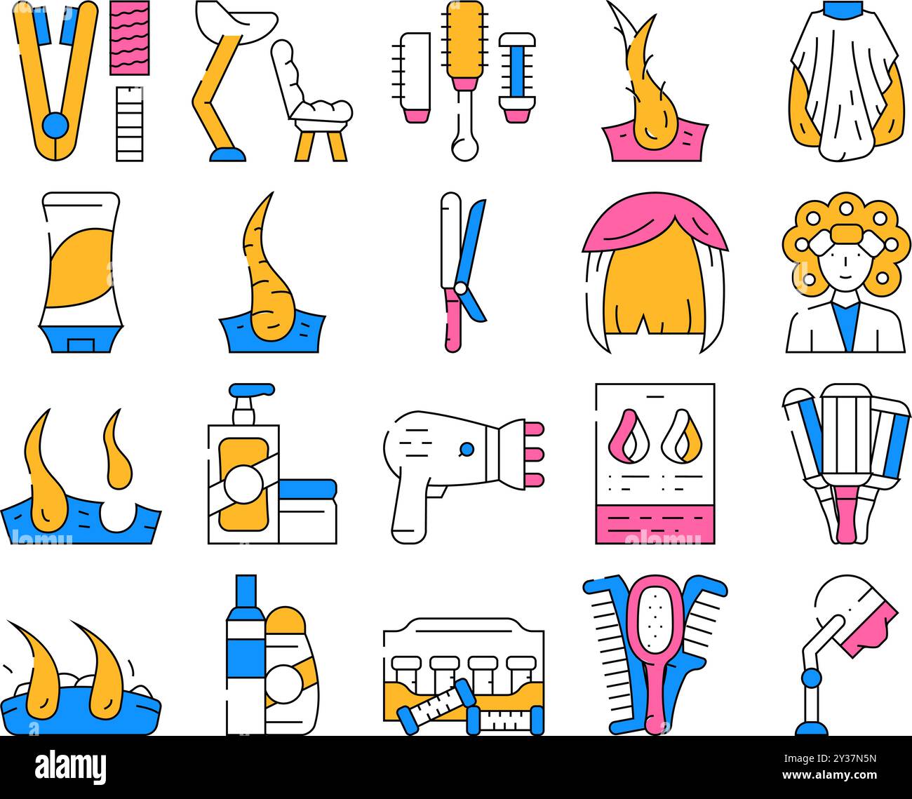 Healthy Hair Treatment Collection Icons Set Vector Stock Vector Image ...