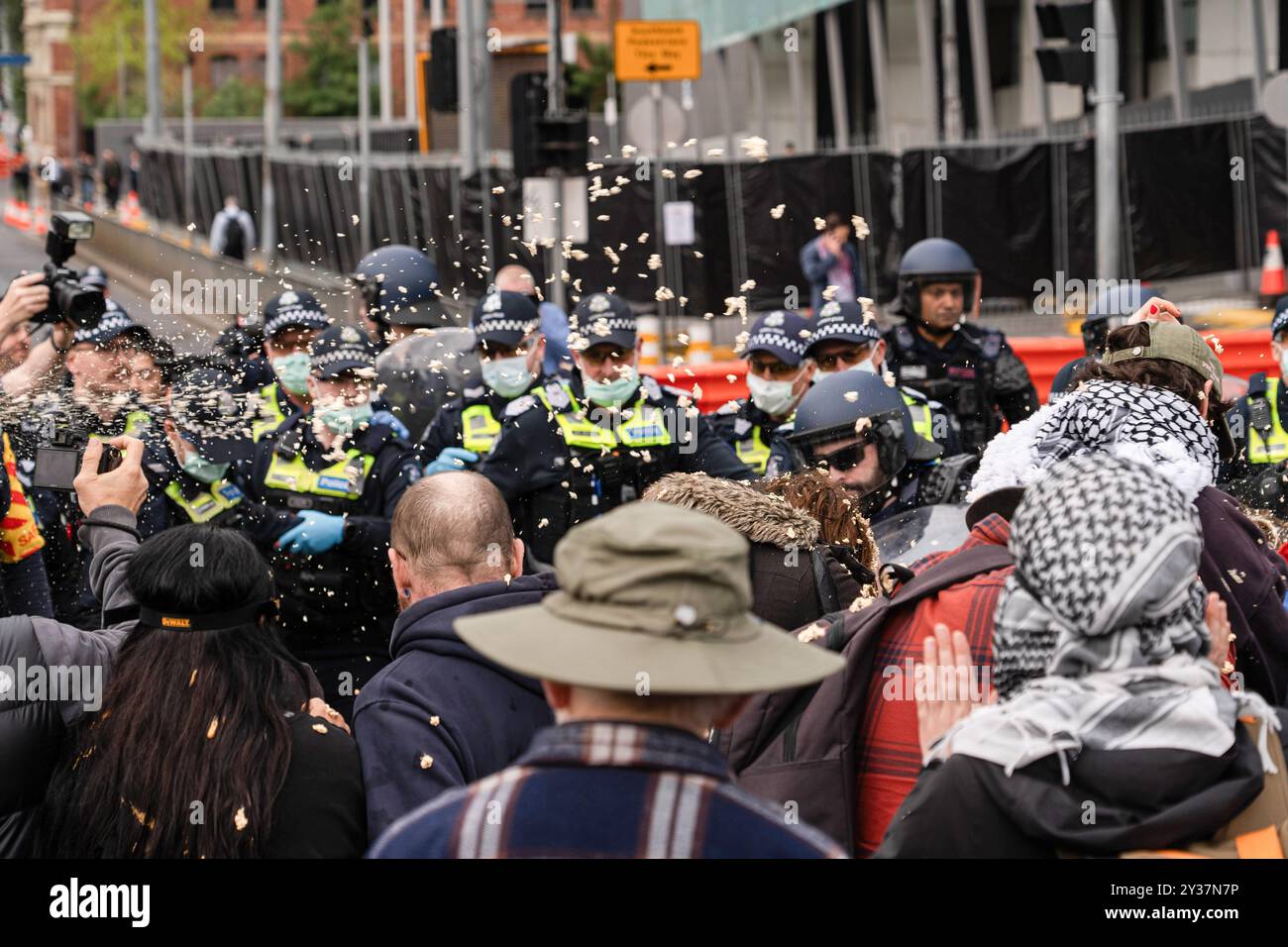 Police seen using pepper spray to disperse the crowd during the rally ...