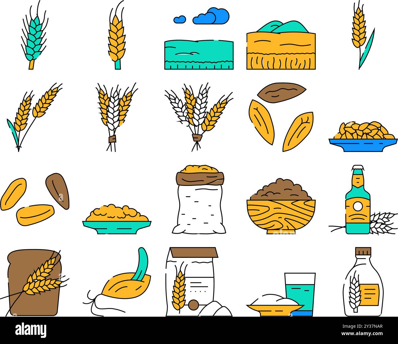 barley grain wheat icons set vector Stock Vector Image & Art - Alamy