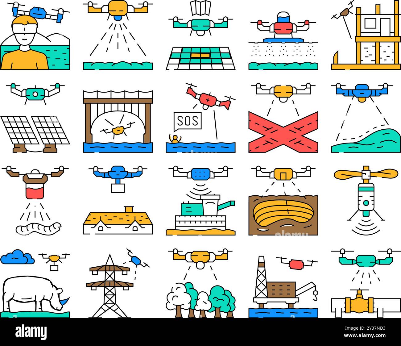 drone use technology icons set vector Stock Vector Image & Art - Alamy