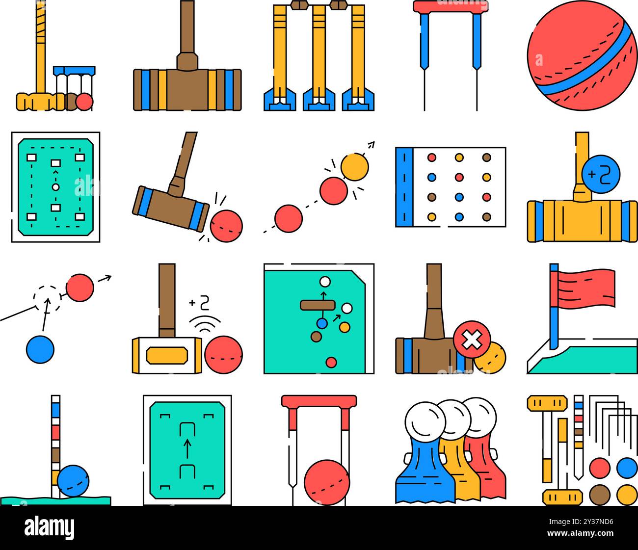 croquet mallet lawn icons set vector Stock Vector Image & Art - Alamy