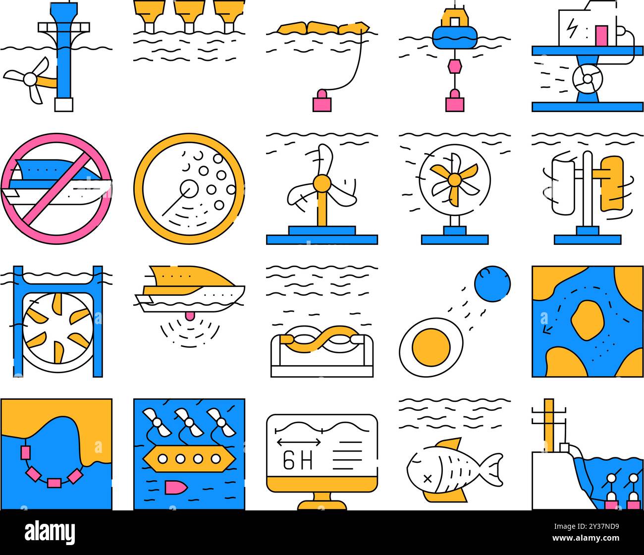 Tidal Power Plant Collection Icons Set Vector Stock Vector Image & Art ...