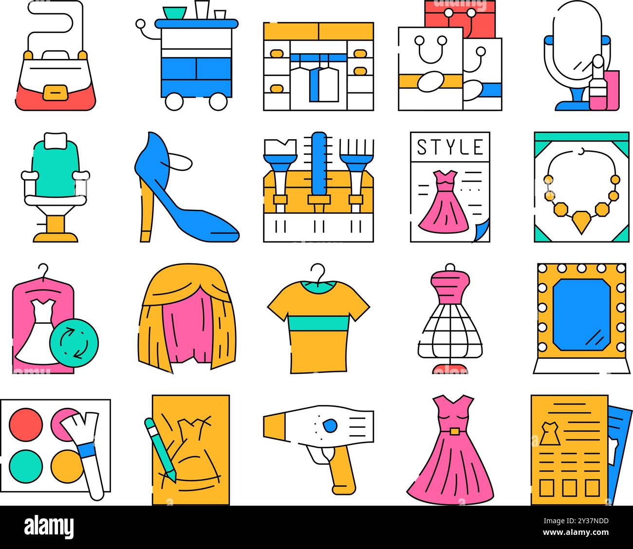 Stylist Accessory Collection Icons Set Vector Stock Vector Image & Art ...