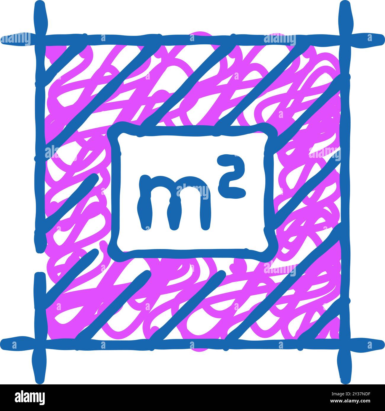 area square metre label product caution icon doodle illustration Stock ...