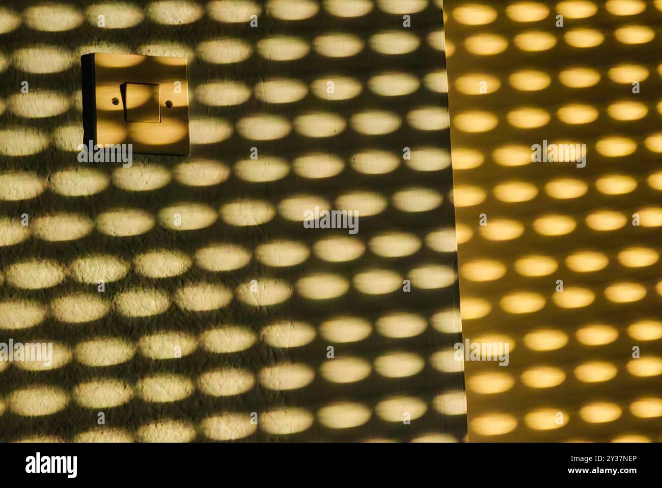 Sunset Glow: Power of Light. Blinds reflection on the wall. Pattern and ...