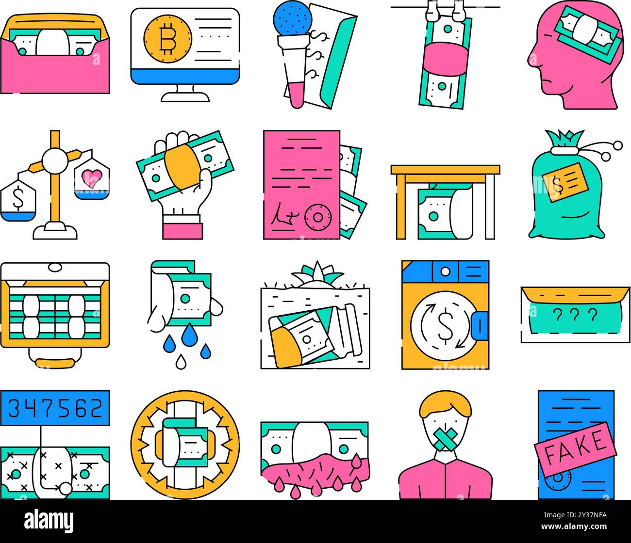 Corruption Problem Collection Icons Set Vector Stock Vector Image & Art ...