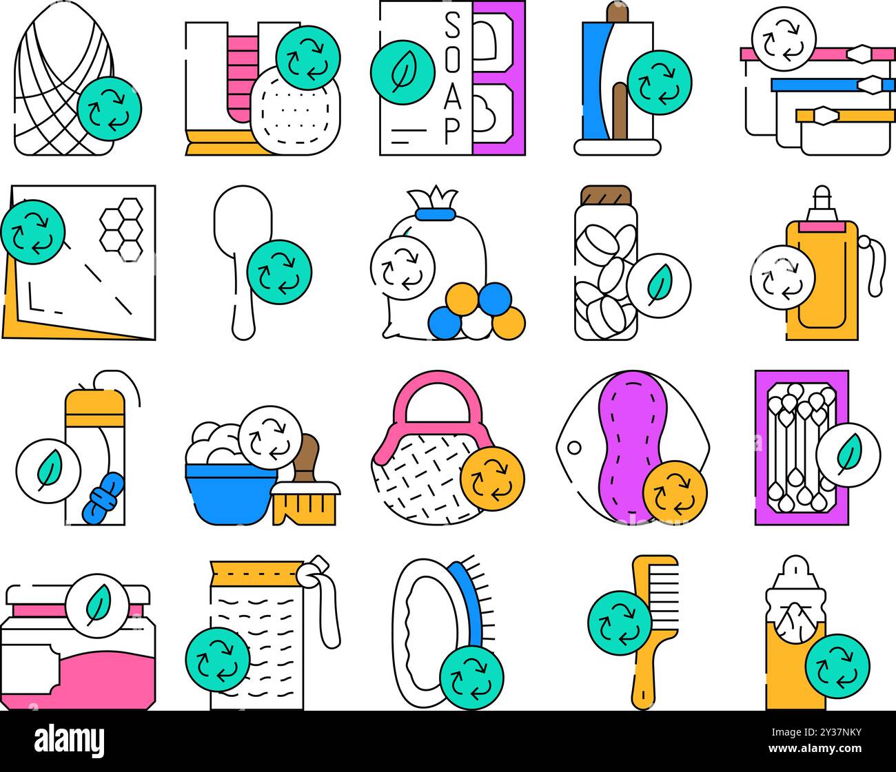 Zero Waste Products Collection Icons Set Vector Stock Vector Image ...