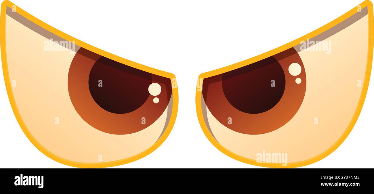 Pair of cartoon eyes is looking with suspicion, expressing negative ...